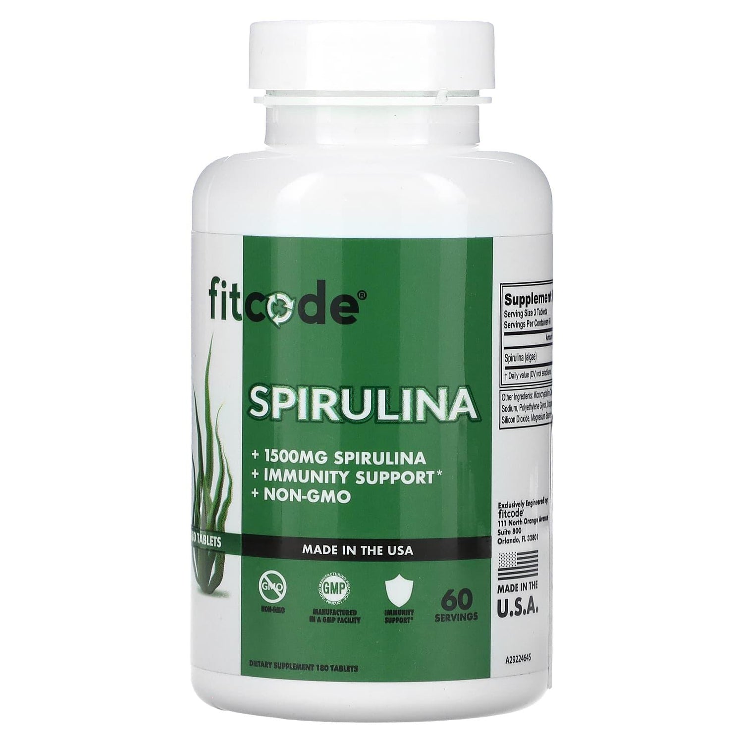 FITCODE, Spirulina, 500 mg, 180 Tablets – Supply Center USA