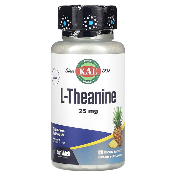 KAL, L-Theanine, Pineapple, 25 mg, 120 Micro Tablets – Supply Center USA